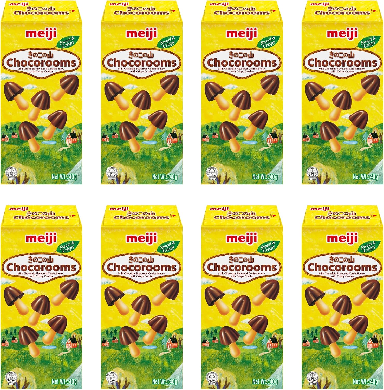 Meiji Chocorooms Chocolate Biscuits 40g (Pack of 8) – Crunchy Biscuit ...