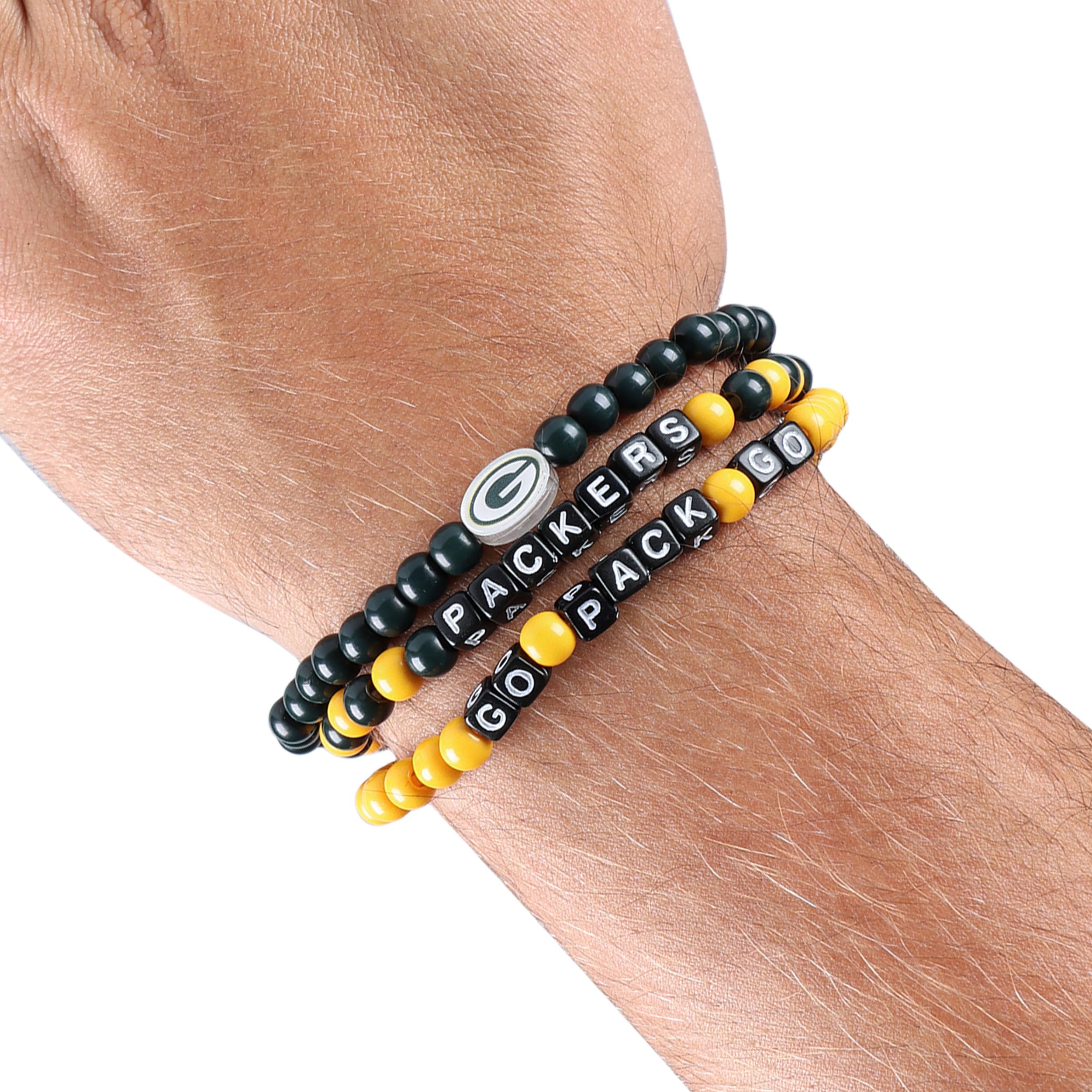 Snapklik.com : Green Bay Packers NFL 3 Pack Beaded Friendship Bracelet