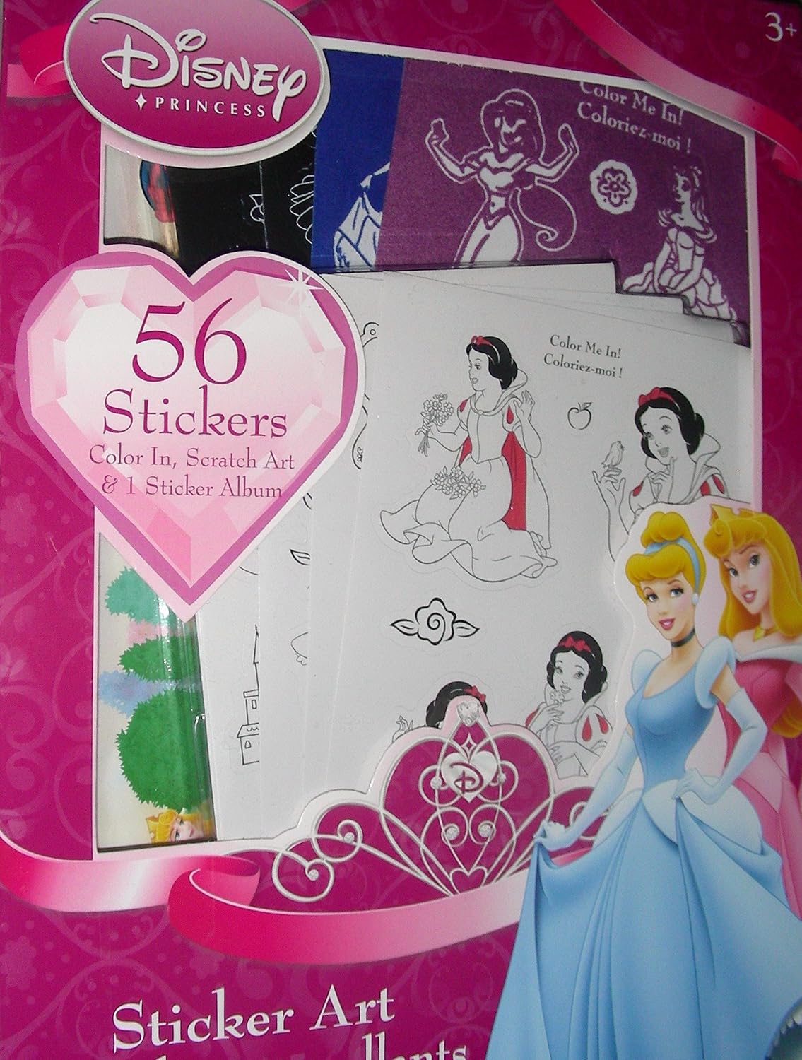 Amazon.com: Disney Princess Stickers 56 Pc. Set (Color In, Sctatch Art ...