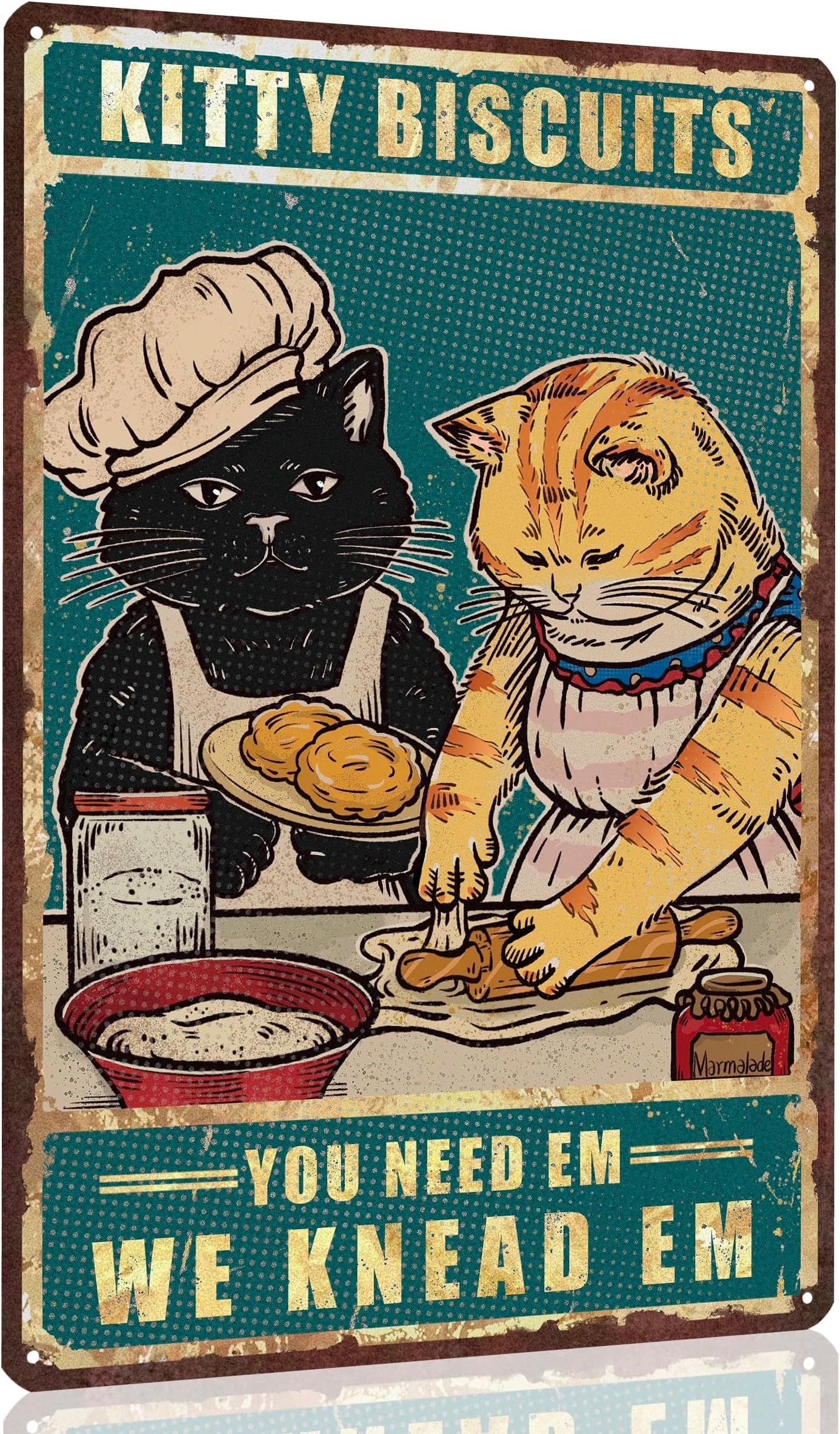 Amazon.com: Vintage Kitty Biscuits Metal Sign - Whimsical Cat Decor for ...