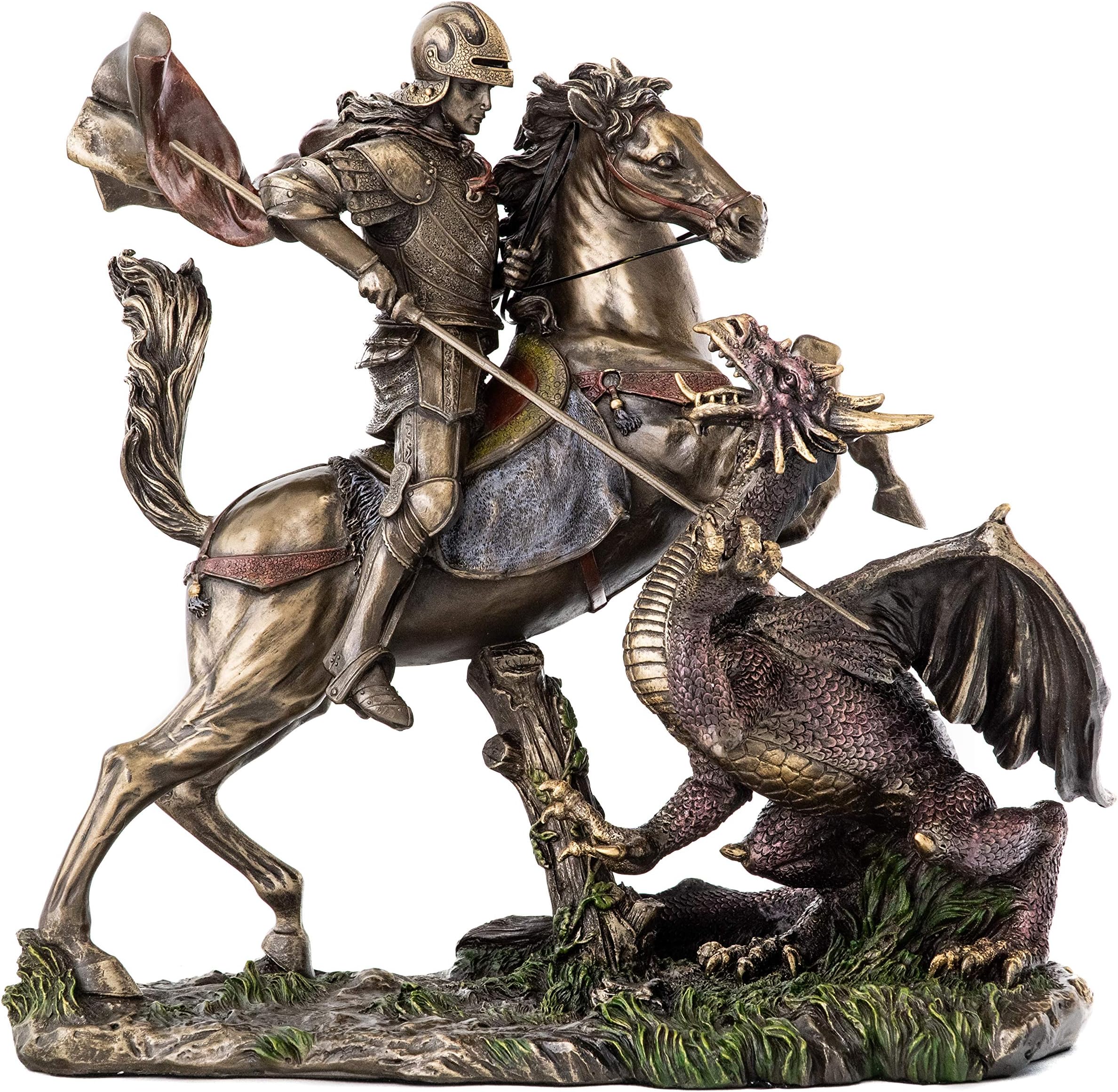 Amazon.com: Veronese 10 5/8 Inch Saint George Slaying Dragon Cold Cast ...
