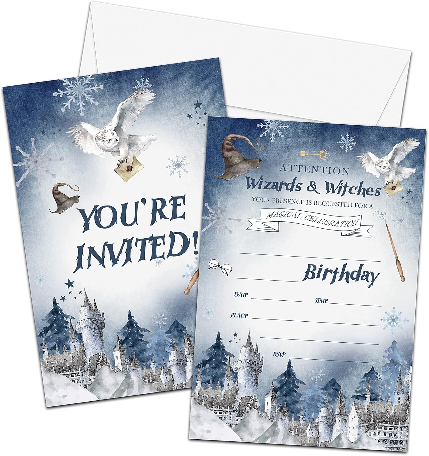 Amazon.com : Wizard Birthday Invitations Cards for Boys Girls, Double ...
