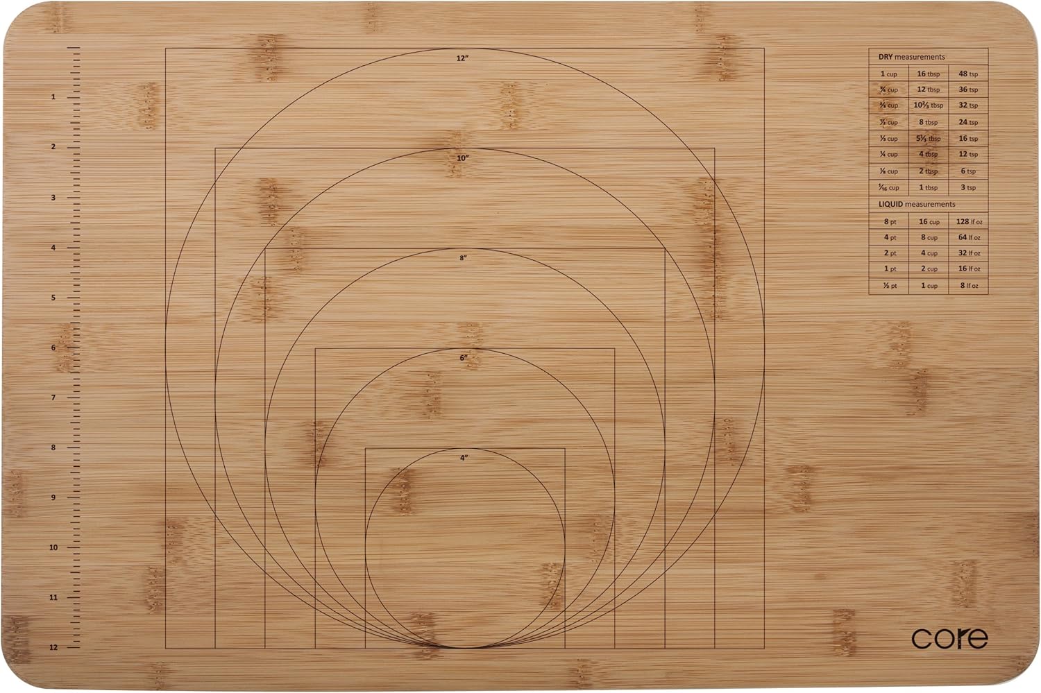 Amazon.com: Core Bamboo Baker's Measuring Board, Large: Baking Mats ...
