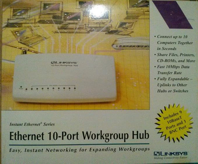 Amazon.com: Linksys by Cisco 10-Port 10-RJ45/1-BNC Port EW10Hub ...