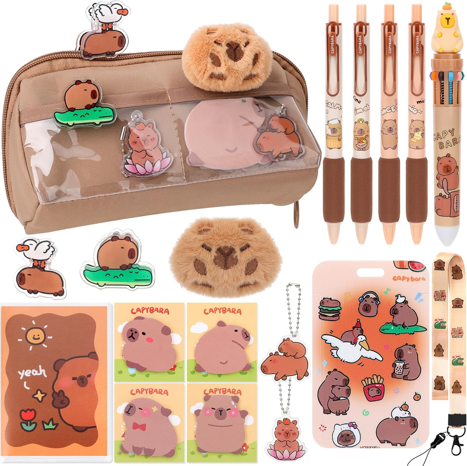 Amazon.com: Capybara Stationery Set 17PCS- Large Capacity Pencil Case ...