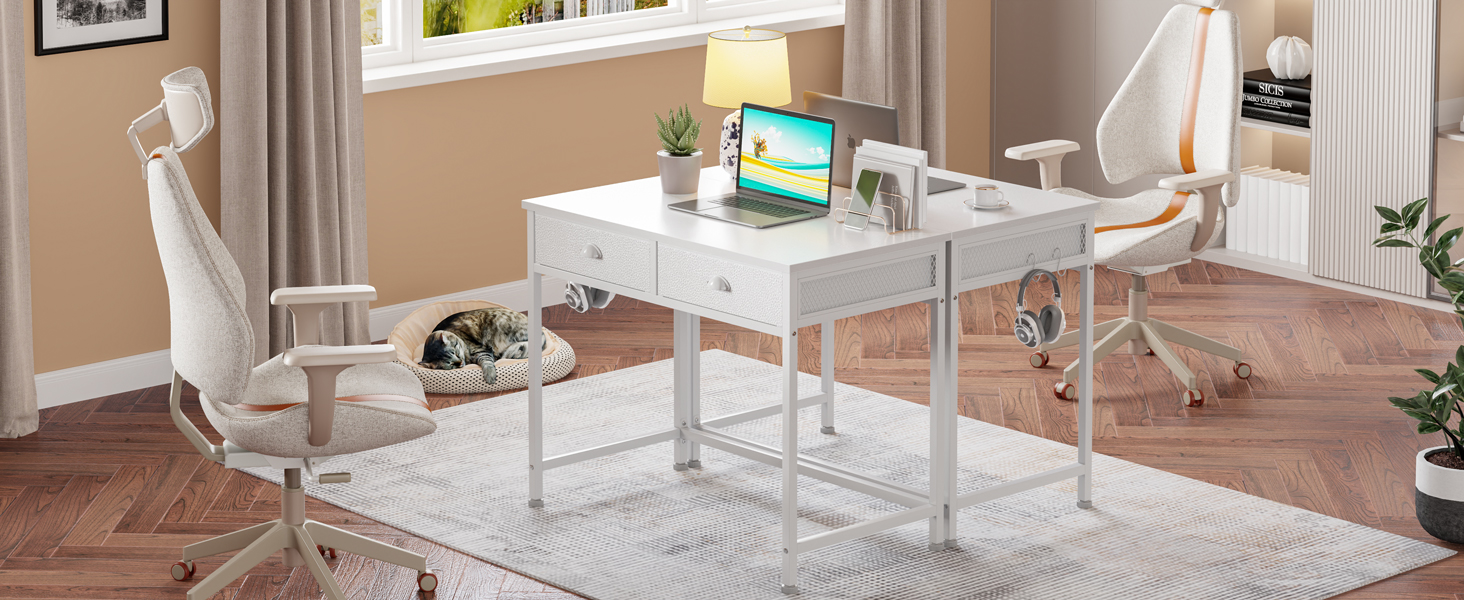 Watch small desk with drawers and hooks for bedroom, vanity desk on ...