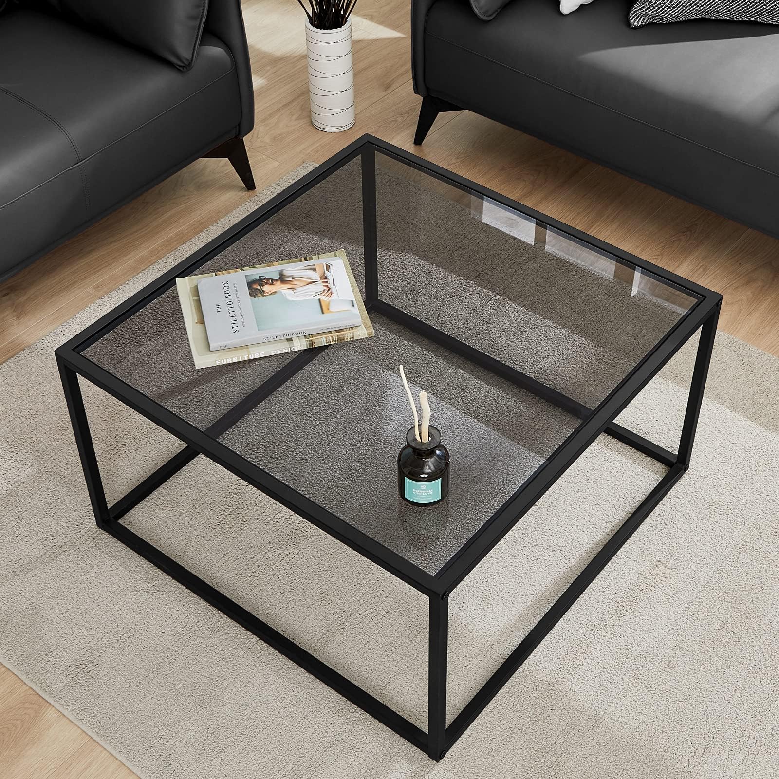 Charles Jacobs Clear Glass Coffee Table with Mirrored Finish Chrome ...