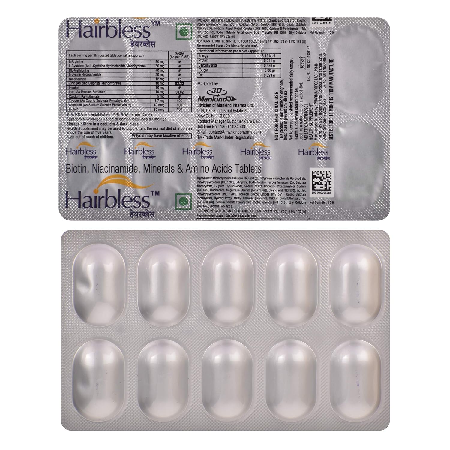 Hairbless - Strip of 10 Tablets : Amazon.in: Health & Personal Care