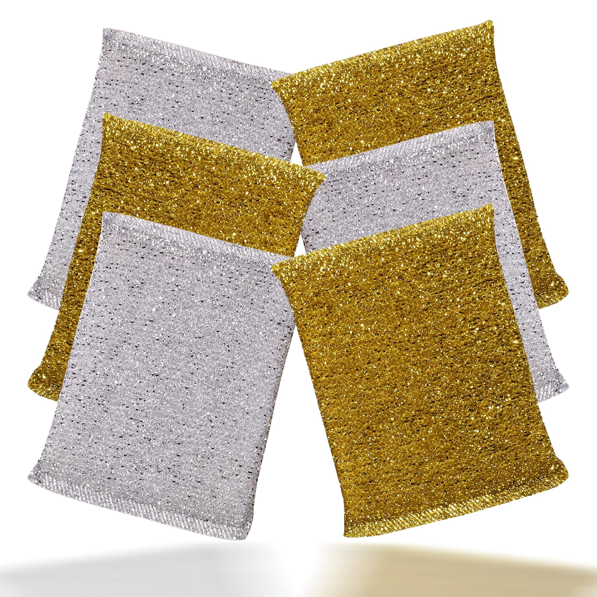 New 6 Pack Metallic Scouring Pads Non Stick Scratch Kitchen Scourer ...