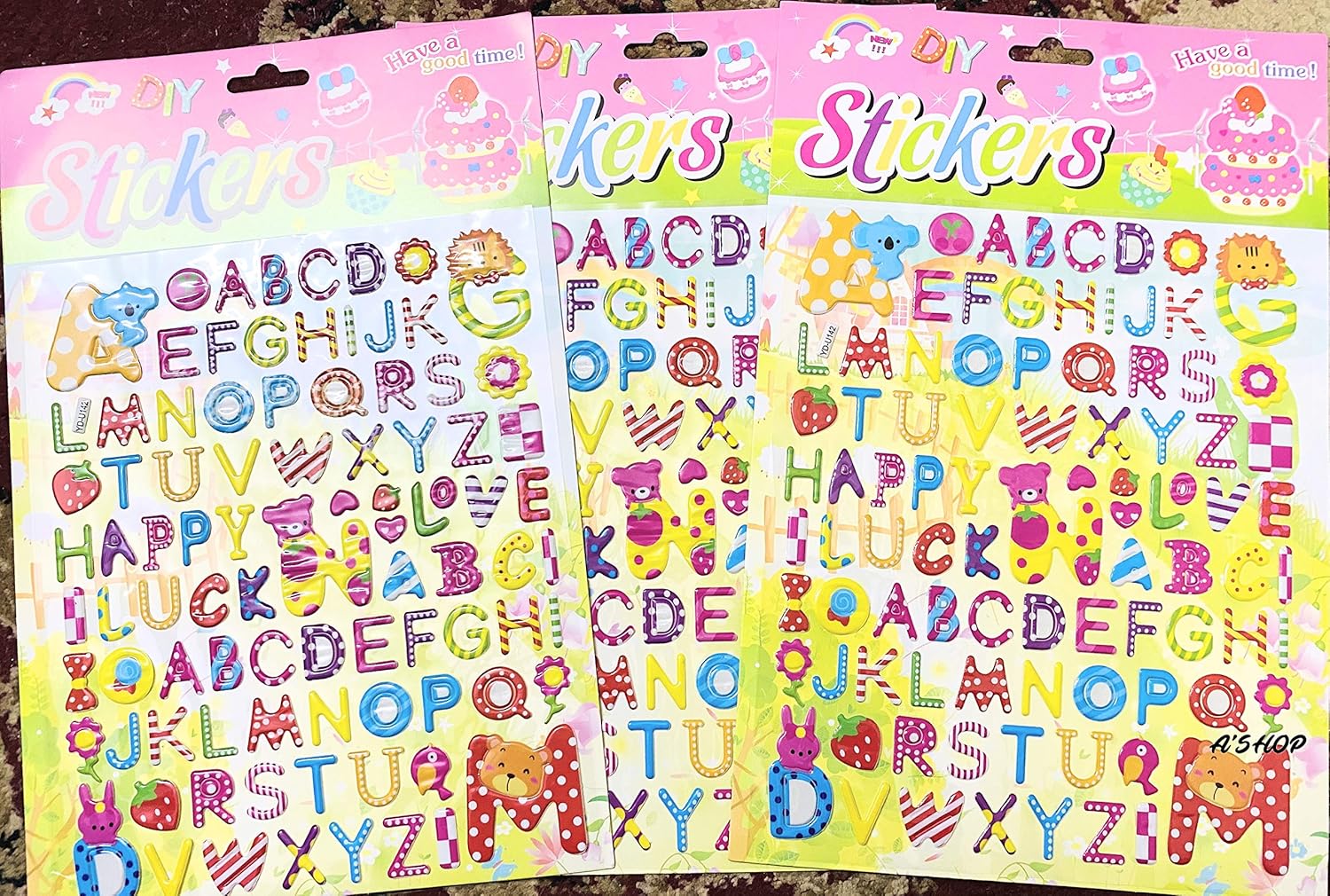 A'SHOP Self Adhesive Cute ABCD/Alphabets/Alpha Designer Stickers for ...