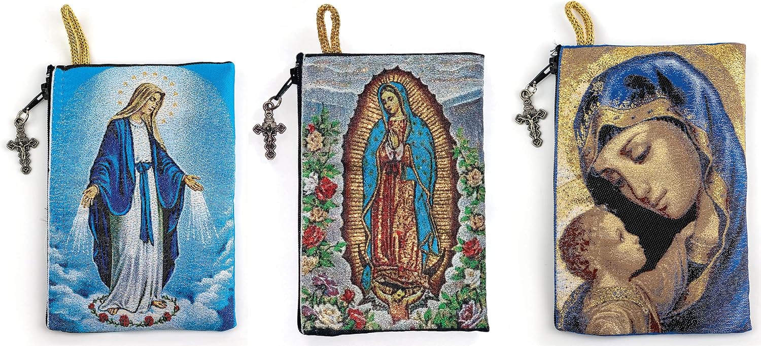 Amazon.com: Rosary Pouch Bundle, Bulk Set of 3, Our Lady of Grace, Our ...