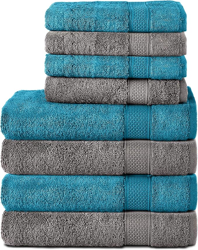 Komfortec 8er Handtuch Set aus 100% Baumwolle, 4 Badetücher 70x140 und ...