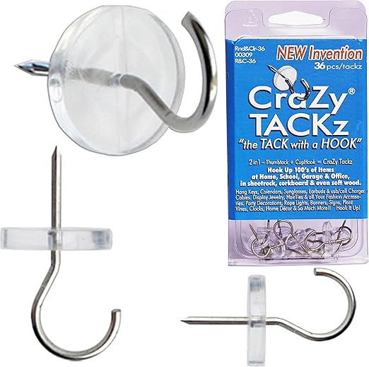 Amazon.com : CraZy TACKz - 2 in 1: Push pin with Hook or Thumb Tack ...