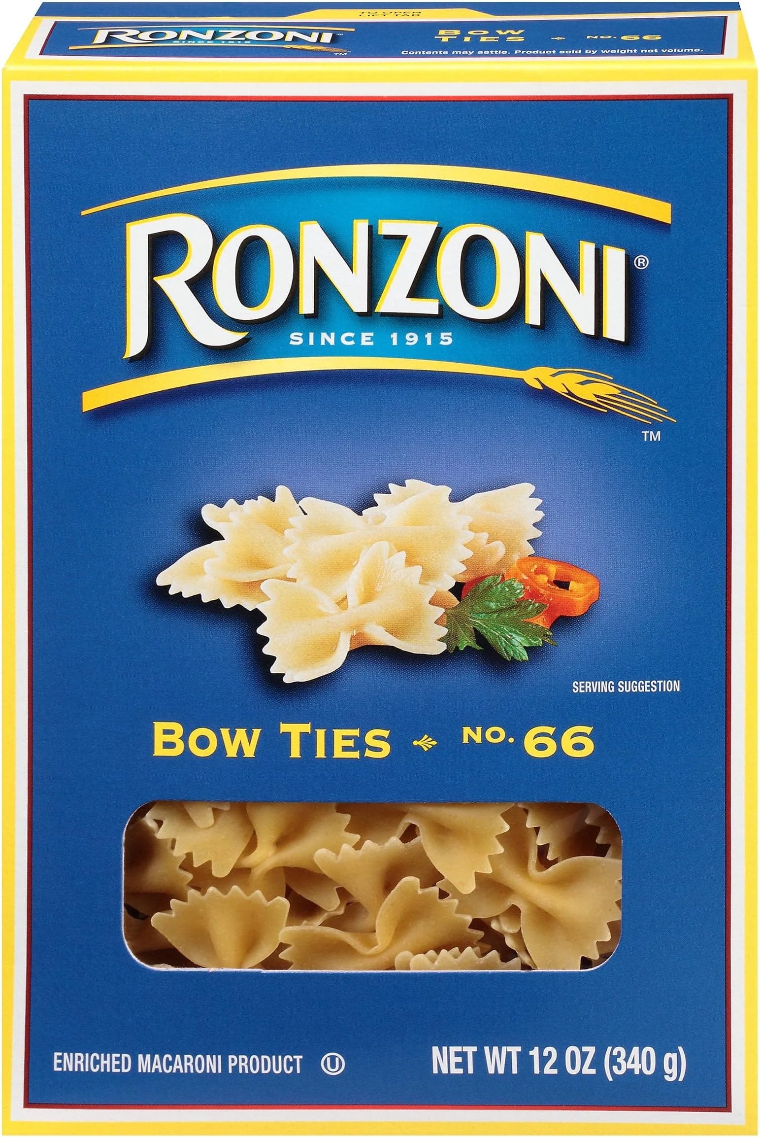 Amazon.com : Ronzoni Bow Ties Enriched Macaroni Non GMO 12 Oz. Pack Of ...