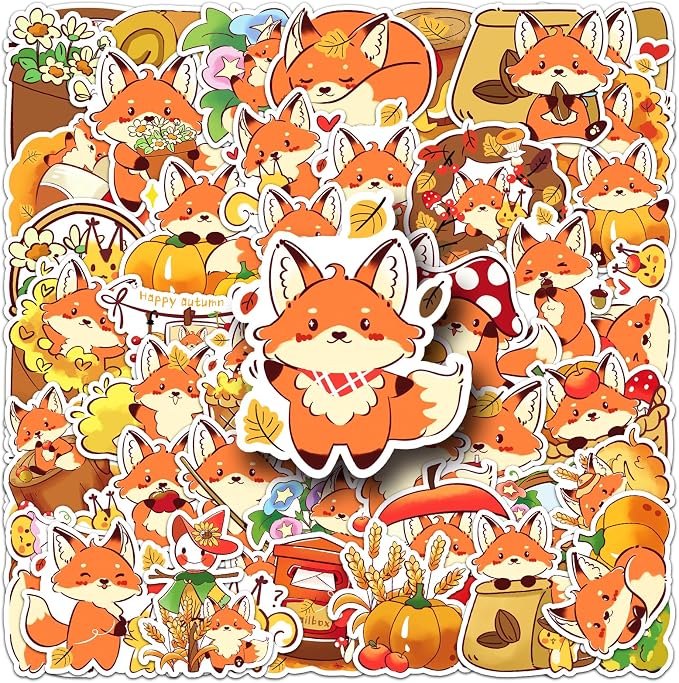 Amazon.com: Fox Stickers Pack, 50 Pcs Kawaii Fox Stickers for Adults ...
