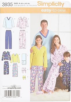 Amazon.com: Simplicity Sewing Pattern 3935 Miss/Men/Child Sleepwear, A ...