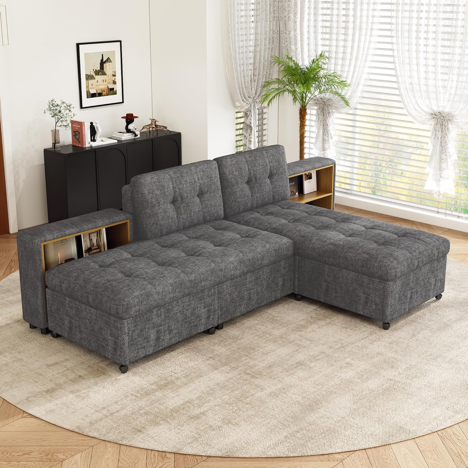 Amazon.com: Merax Queen Sleeper Sofa Convertible Sofa Bed with 2 ...