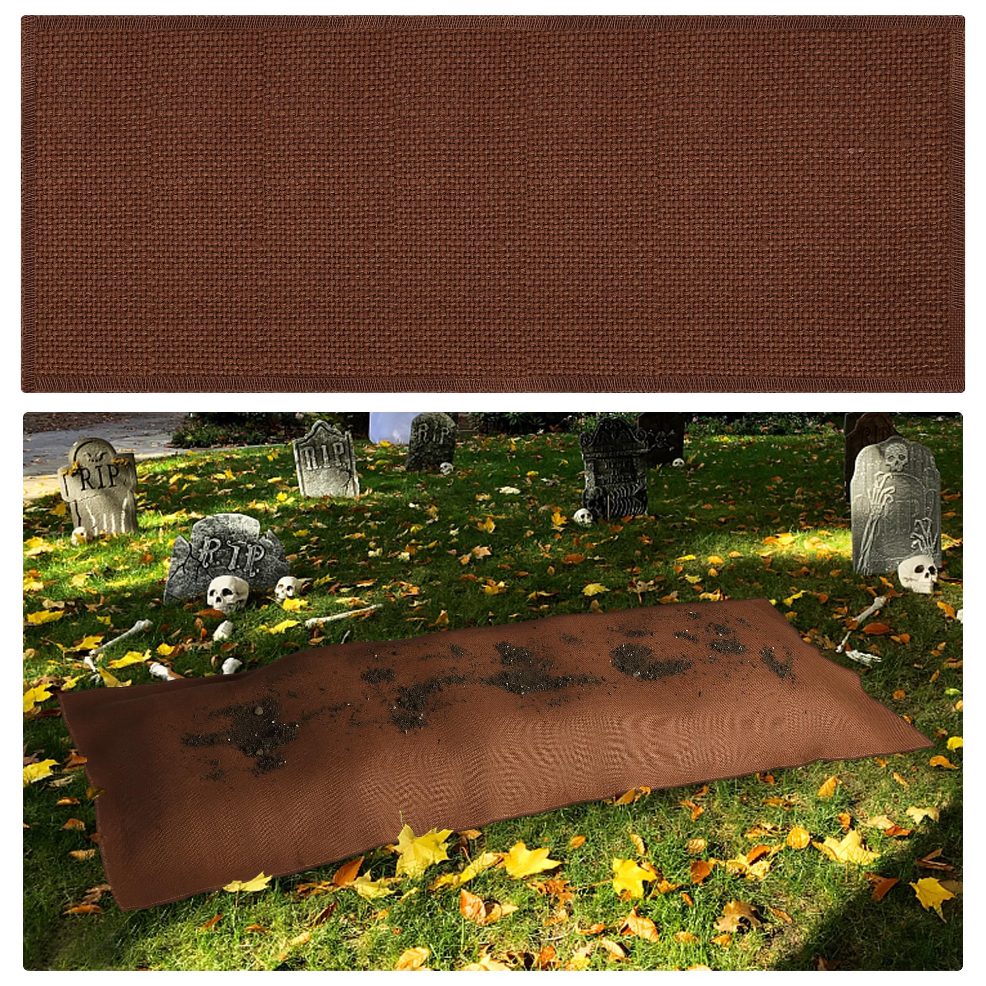 Amazon.com: EBaokuup Halloween Grave Mound Standard,5x2 Ft Brown Burlap ...