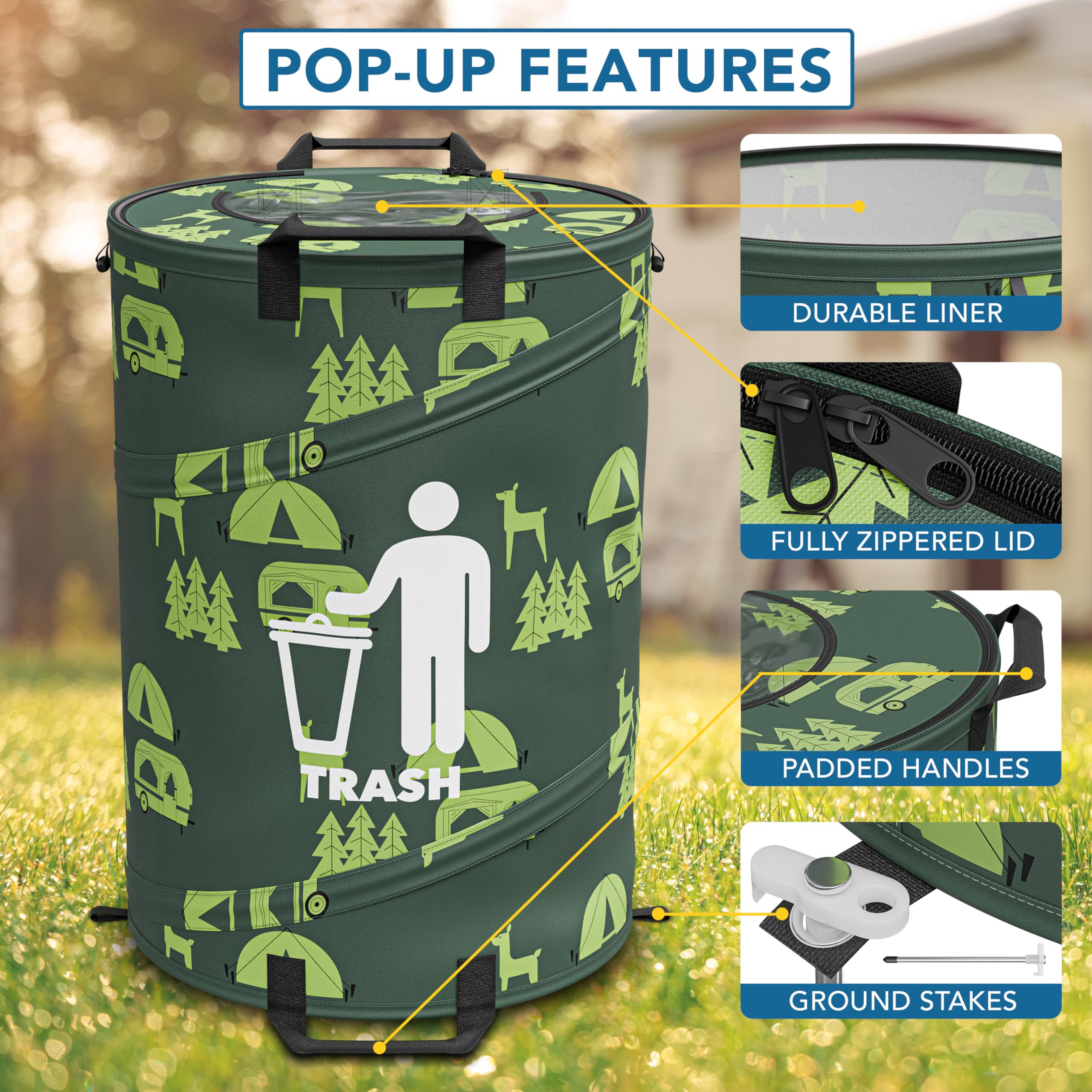 Snapklik.com : Leisure Coachworks 30 Gallon Collapsible Pop-Up Trash ...
