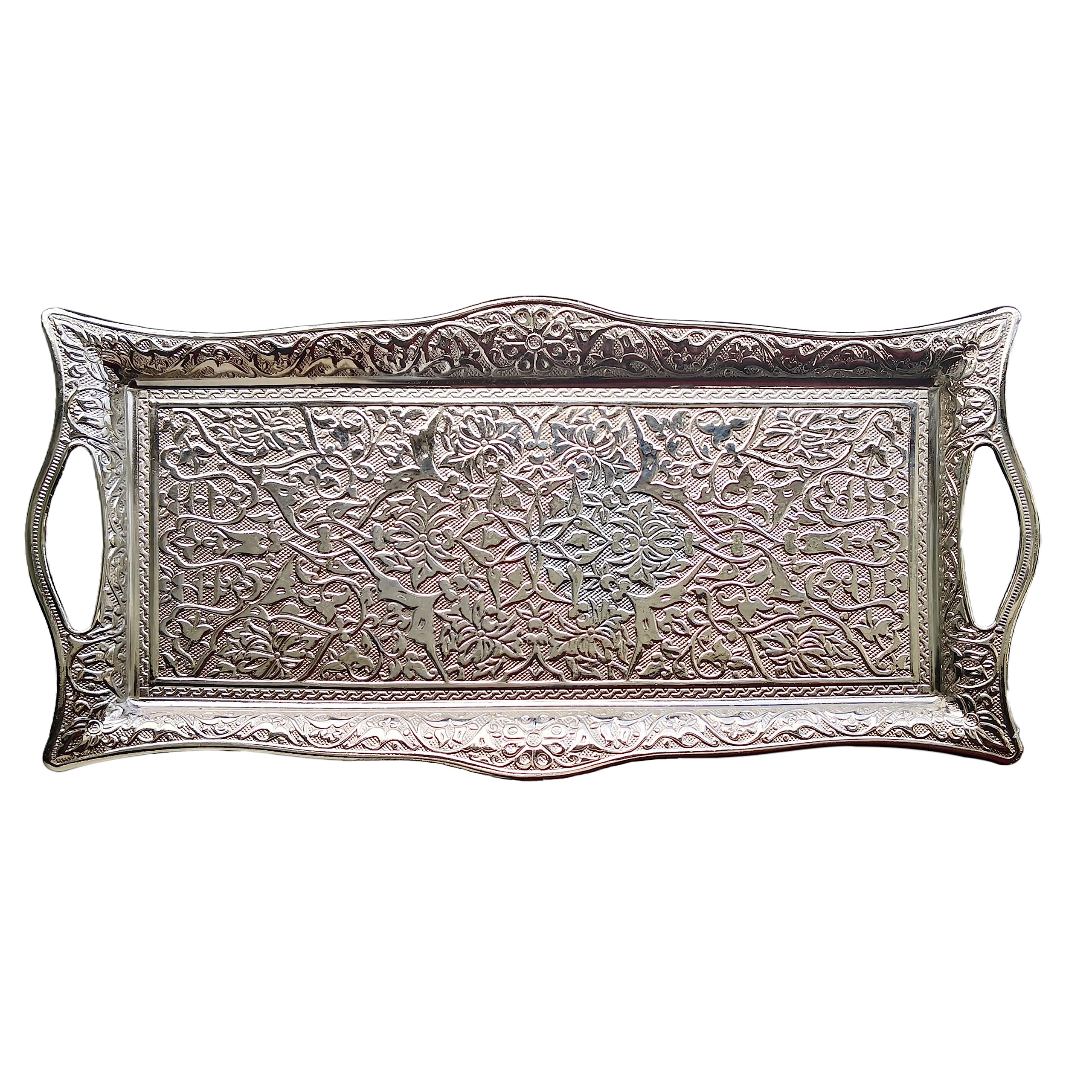 Amazon.com: Metal Serving Tray with Raised Edges, Vintage Design Tray ...