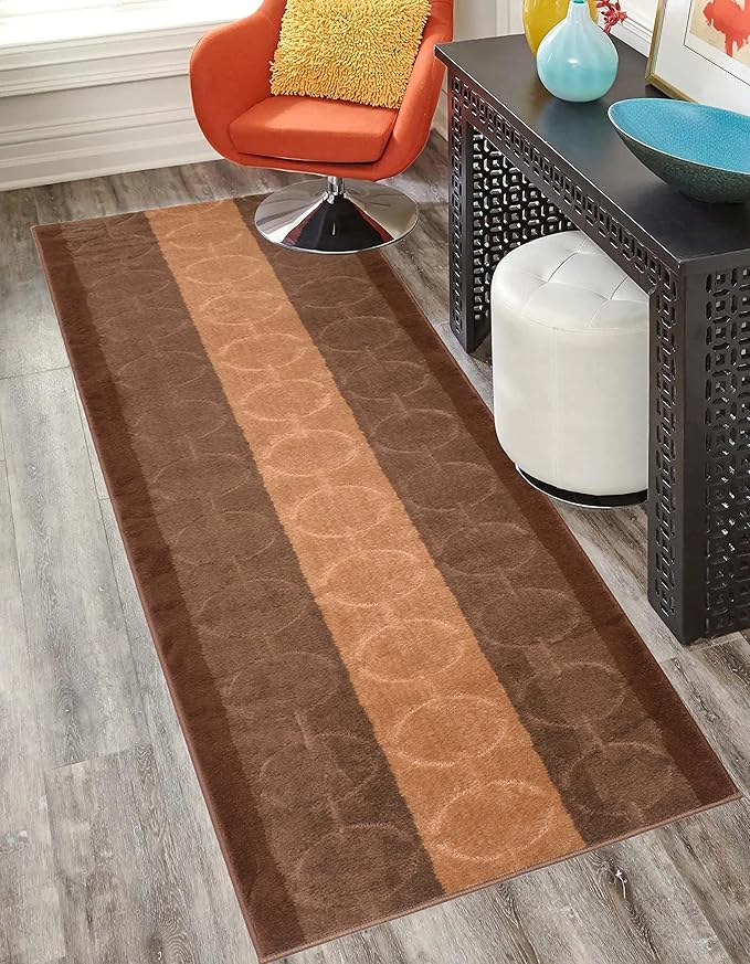 Amazon.com: Washable Custom Size Runner Rug Circles Abstract Design ...