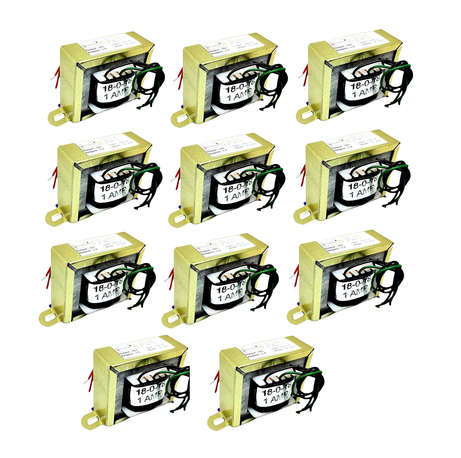 INVENTO 10Pcs 18V 1A 18-0-18 Transformer Copper Winding 220V AC to 18V ...