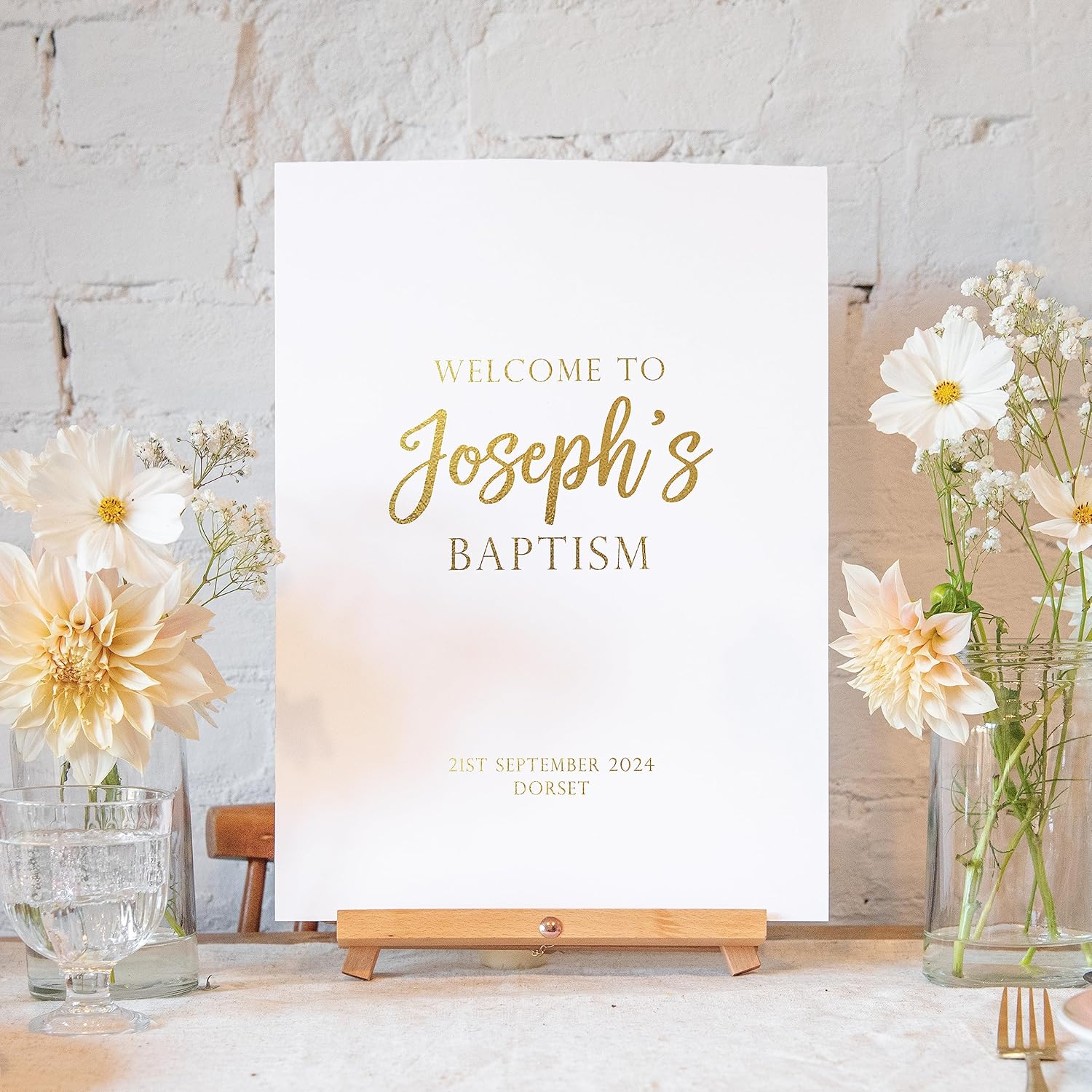 Manta Makes Foil party sign rose gold baptism sign welcome sign ...
