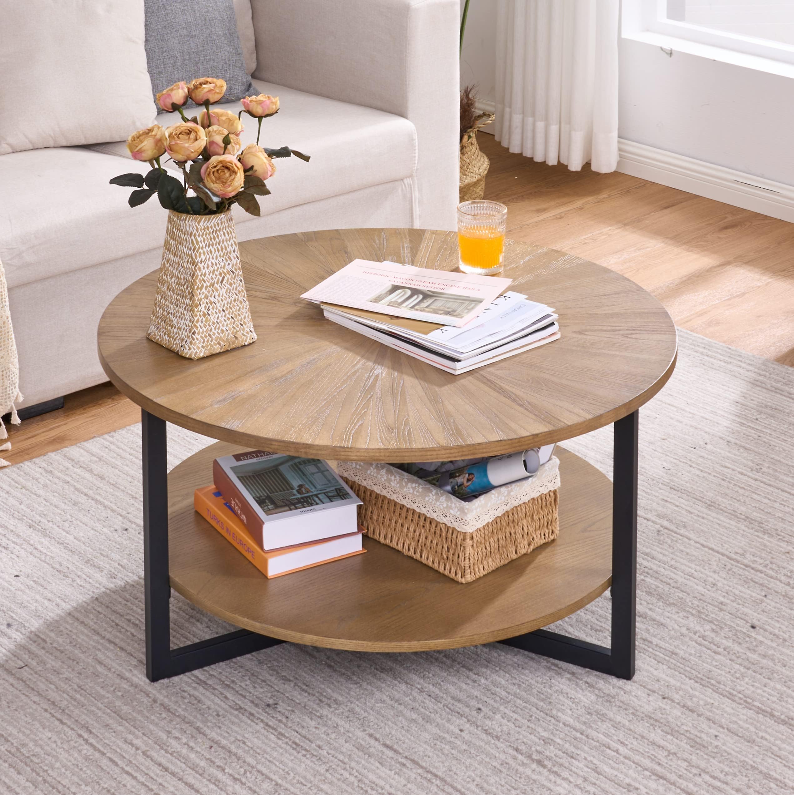 Amazon.com: GAOMON Circle Coffee Table Living Room Round Center Table ...