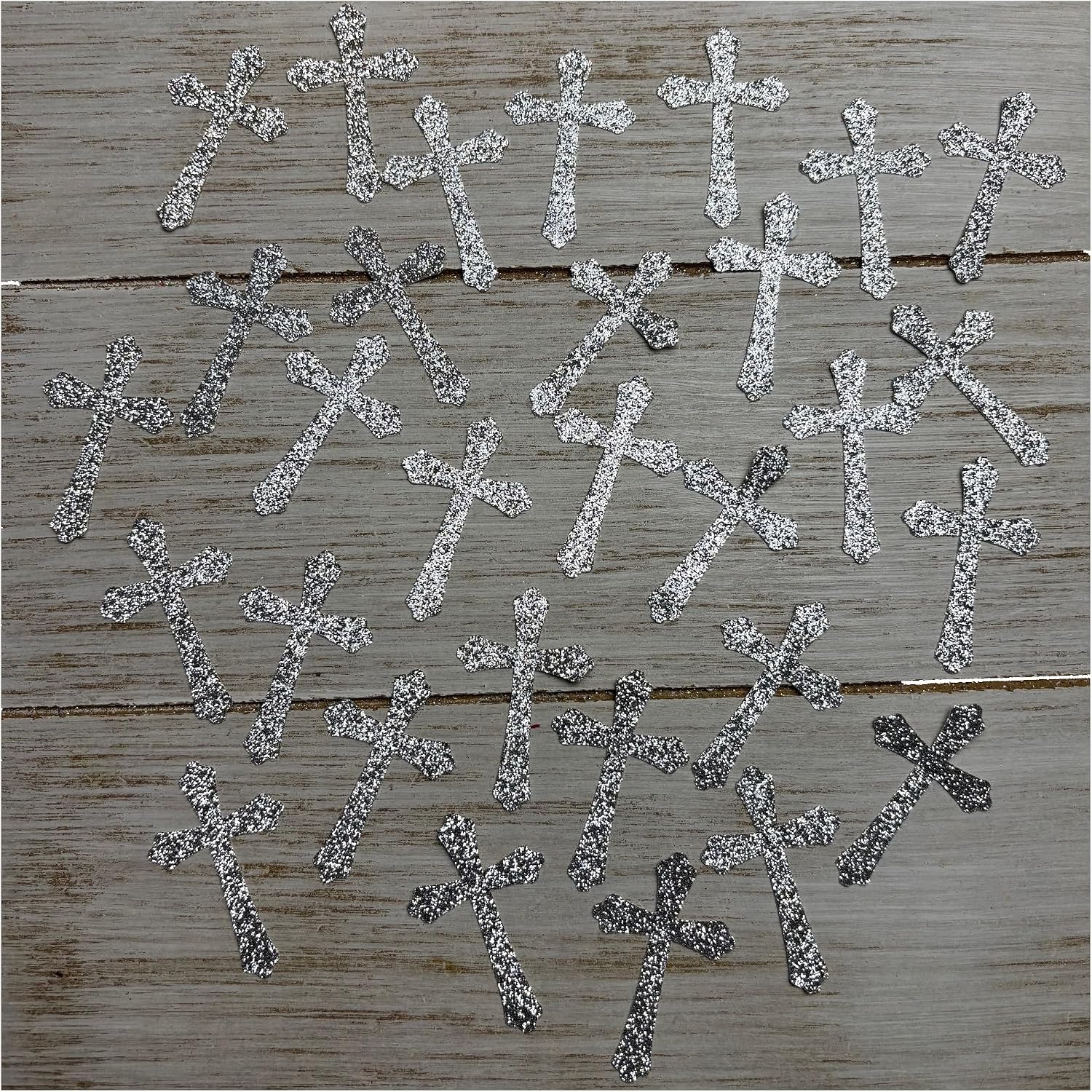 Amazon.com: Silver Glitter Crosses Confetti Cross Wedding Baptism Baby ...