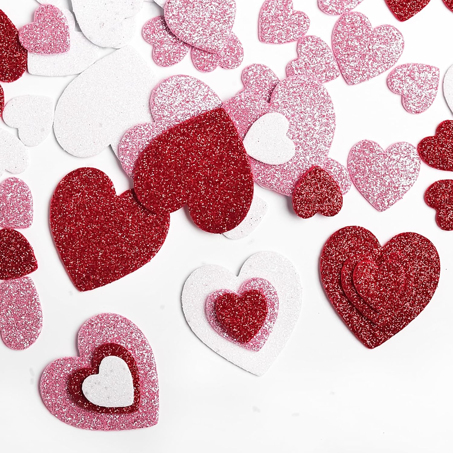 Amazon.com: 60PCS Heart Foam Stickers Valentine's Day Self Adhesive ...