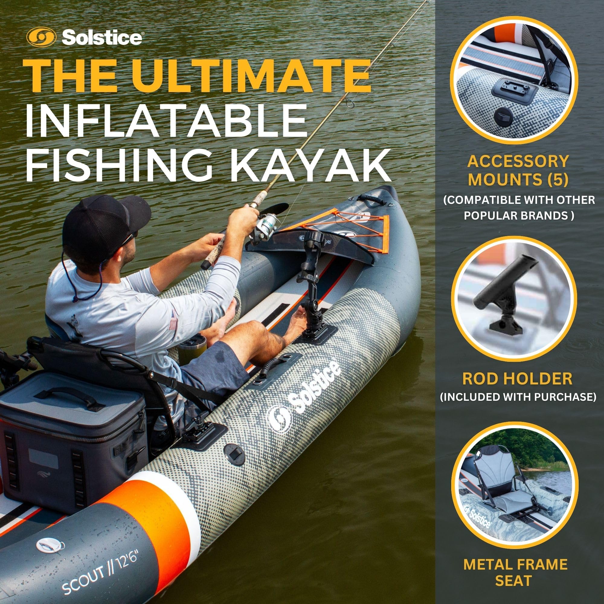 Snapklik.com : SOLSTICE Scout 1 To 2 Person Inflatable Fishing Kayak ...