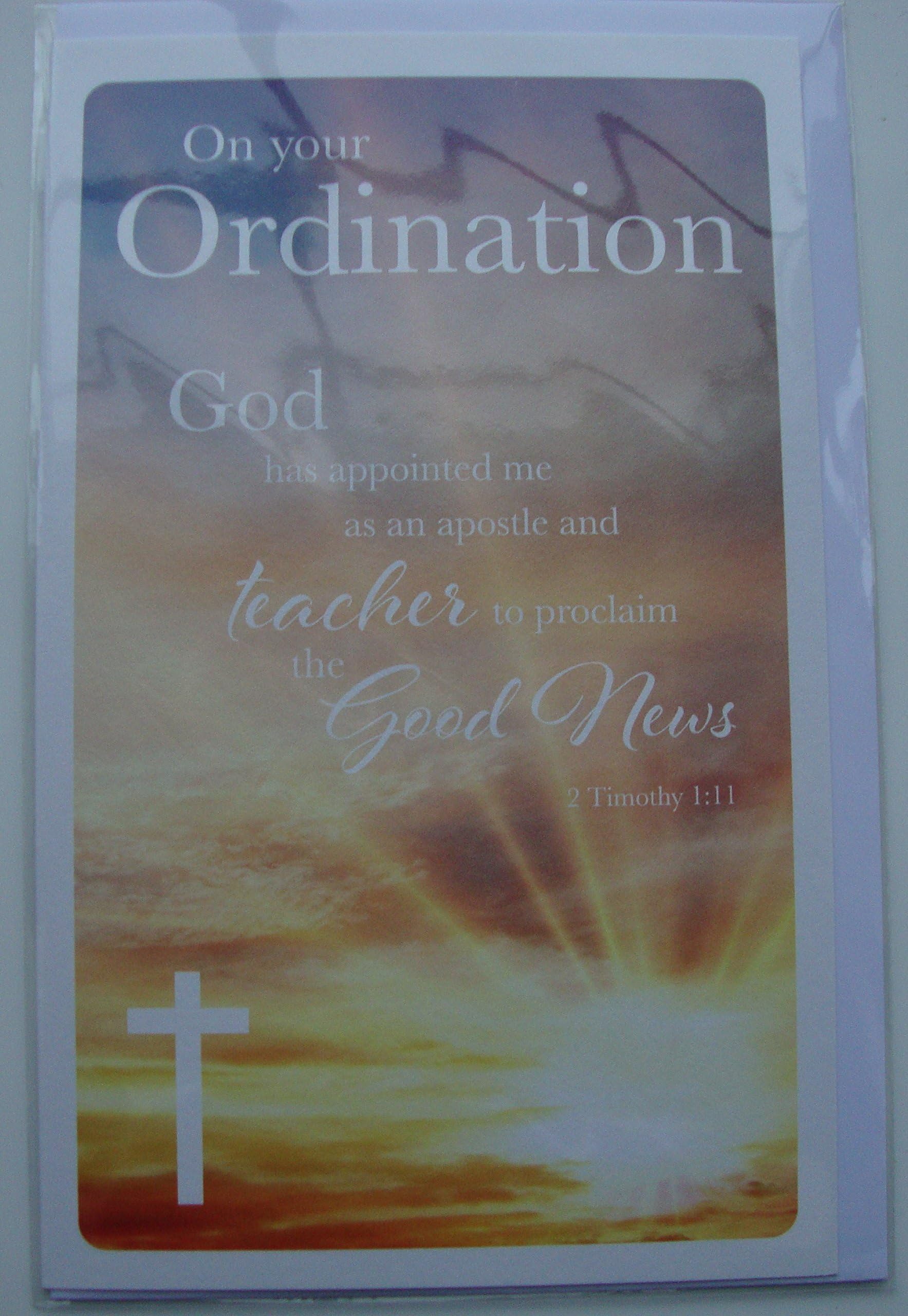 Old English Co. Ordination Card - Gold Foil Dove and Cross Ordination ...