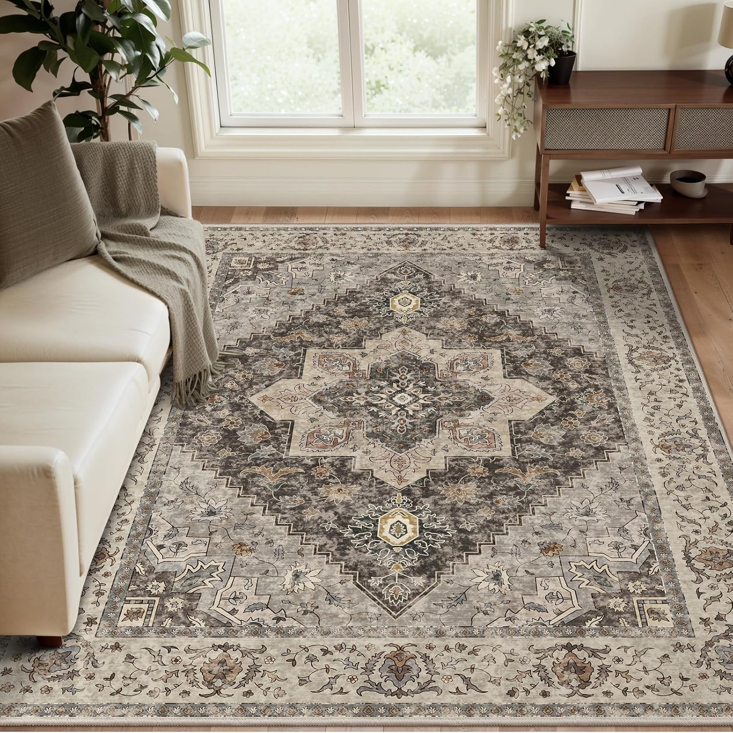 Amazon.com: Tangsoo Washable Rug 4x6 Area Rug, Vintage Rug Indoor for ...