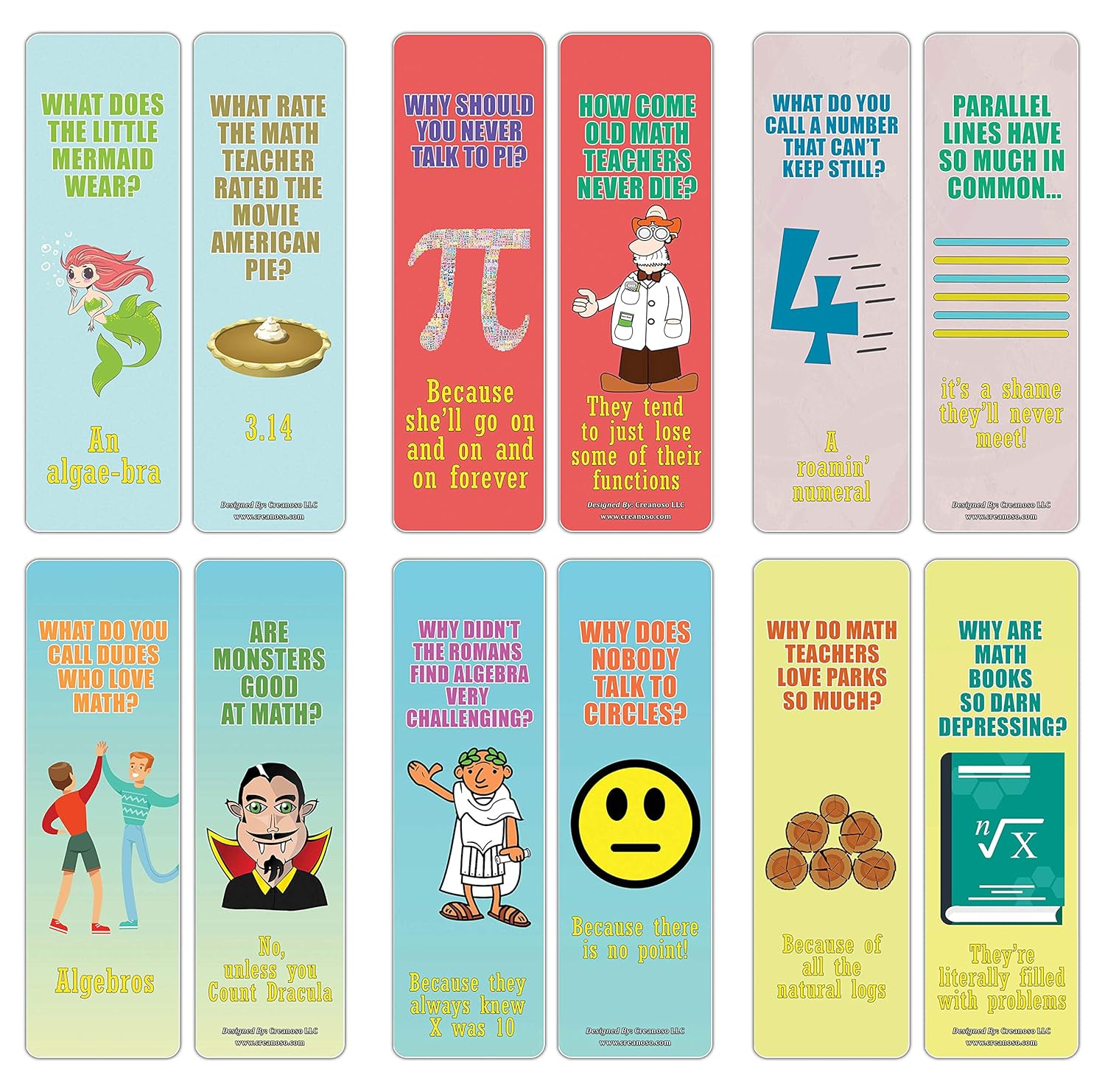 Creanoso Funny Mathematics Puns Bookmarks (60-Pack) – Cool and Unique ...