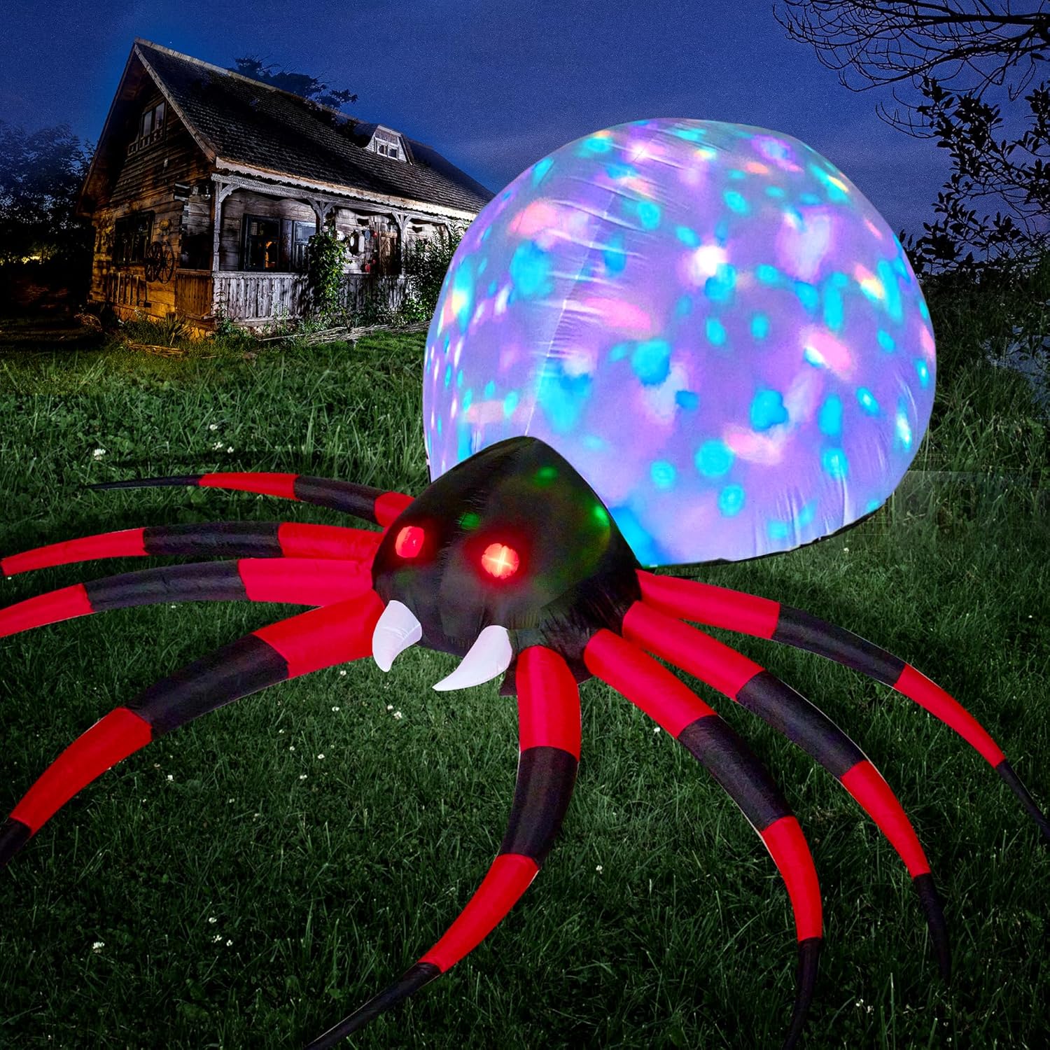 Joiedomi 9 FT Halloween Inflatable Spider with Rotating Colorful Light ...