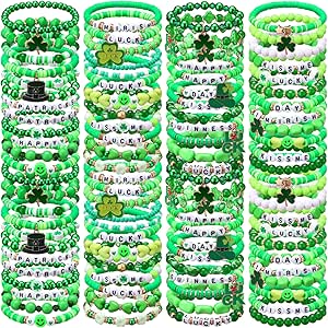 Amazon.com: Equsion 100 Pcs St. Patrick's Day Beaded Bracelets for ...