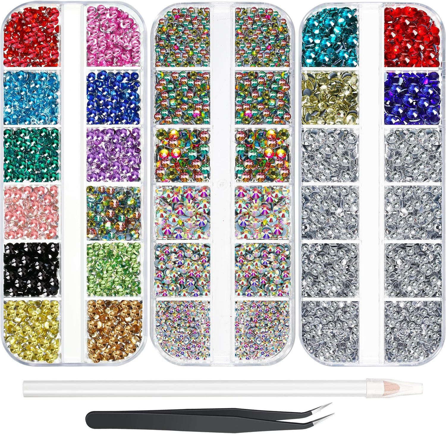 Sumind 9000 Pcs Hotfix Rhinestone Bedazzling Kit 12 Colors 5 Sizes ...