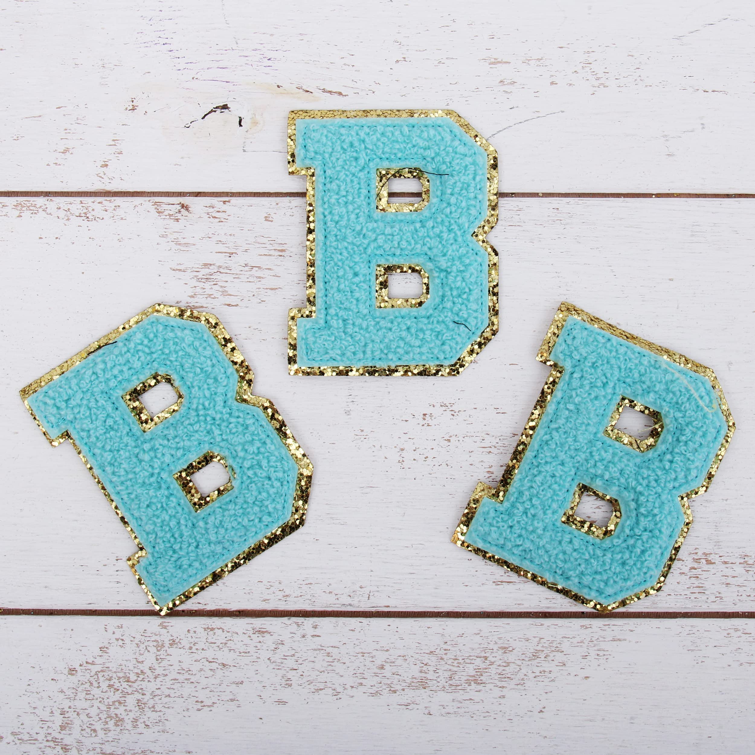 Amazon.com: 3 Pack Chenille Iron On Glitter Varsity Letter "B" Patches ...