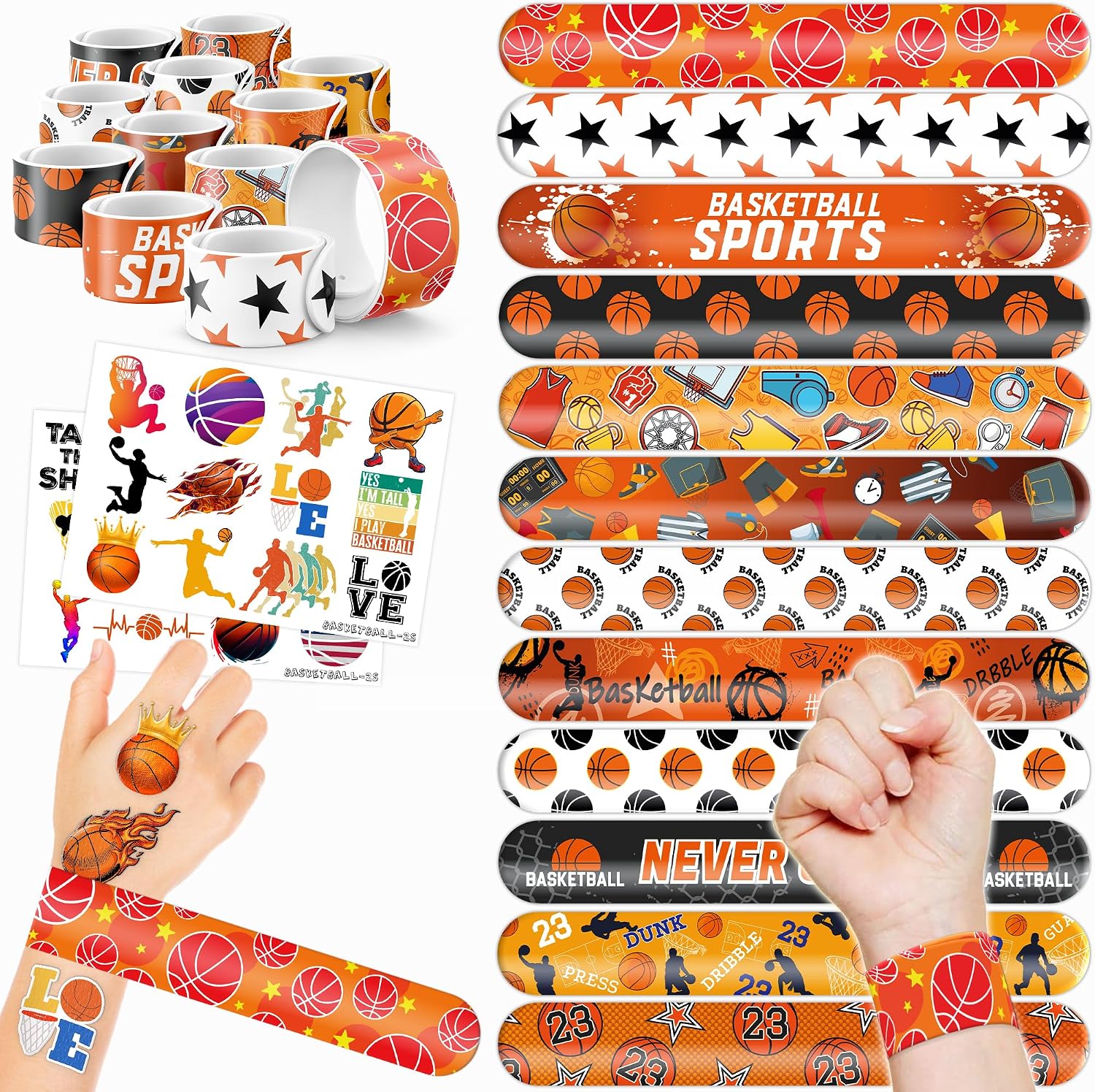 Amazon.com: 48PCS Basketball Party Favors - 24PCS Tattoos & 24PCS Slap ...