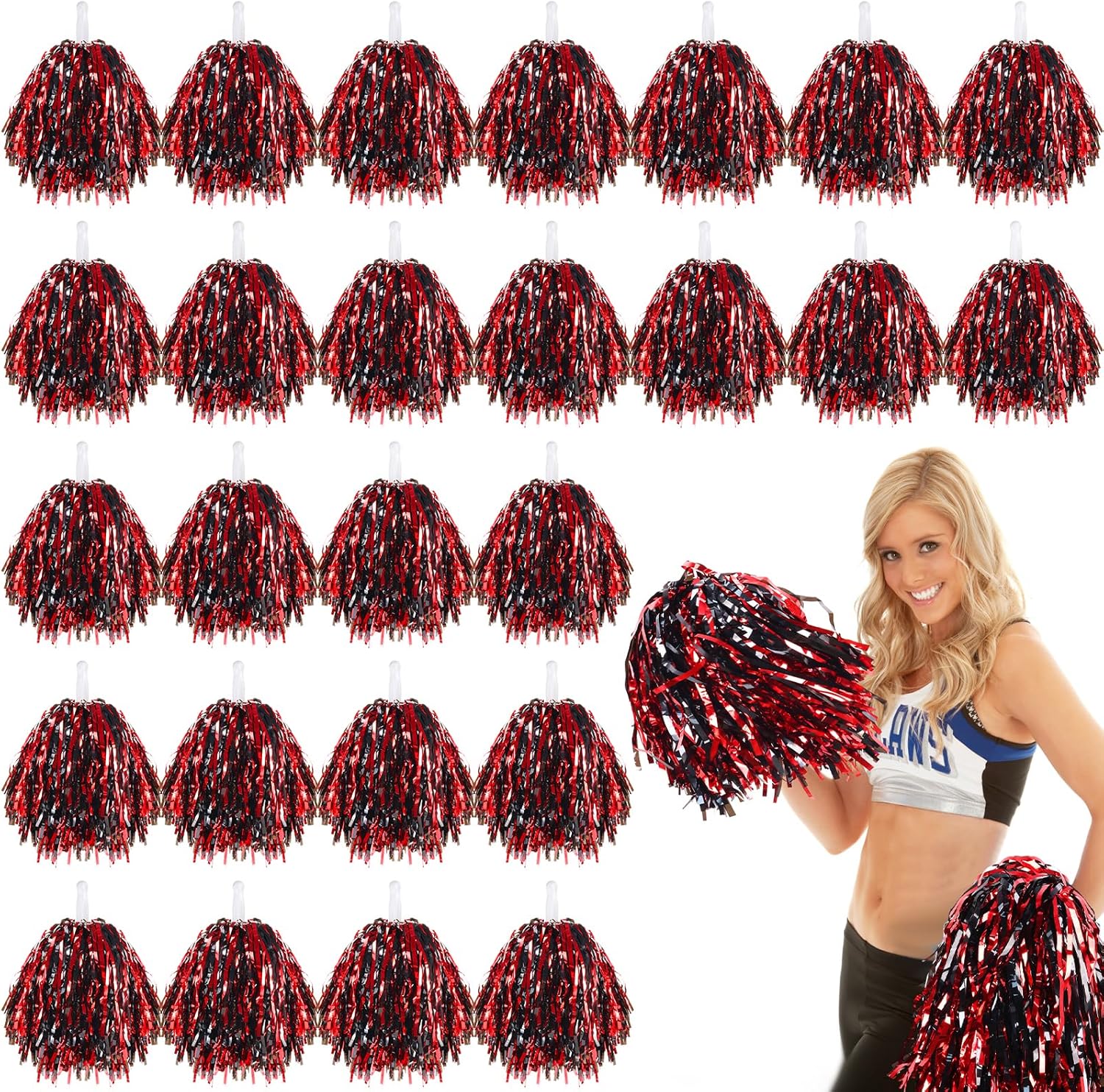 Amazon.com : VAIPI 48 Pack Cheerleading Pom Poms Kit with Baton Handle ...