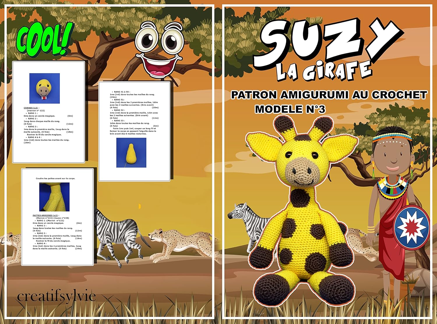 Livre patron Amigurumi au crochet Français: SUZY LA GIRAFE modèle n°3 ...