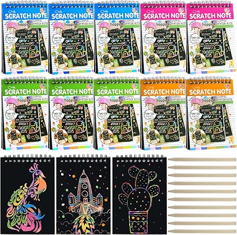 Amazon.com: Blcculi 10 Pack Rainbow Scratch Notebooks,Scratch Note Pads ...