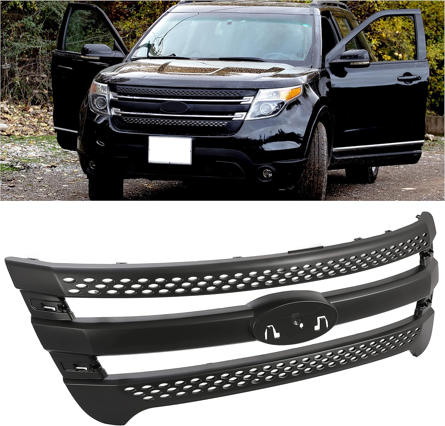 Amazon.com: HECASA Front Grille Grill Compatible with 2011-2015 Ford ...