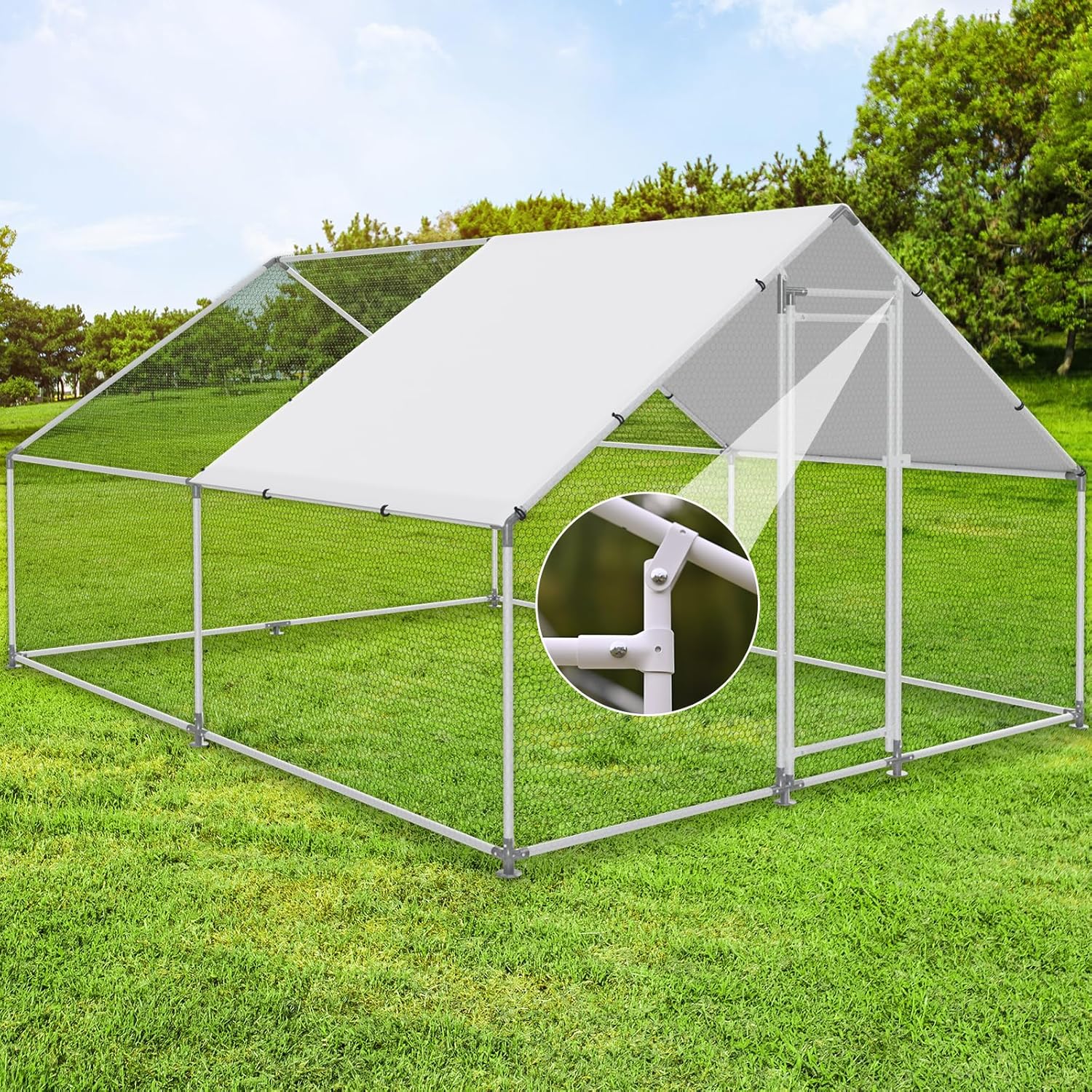 Amazon.com: NUGRIART Large Metal Chicken Coop Walk-in Poultry Cage with ...