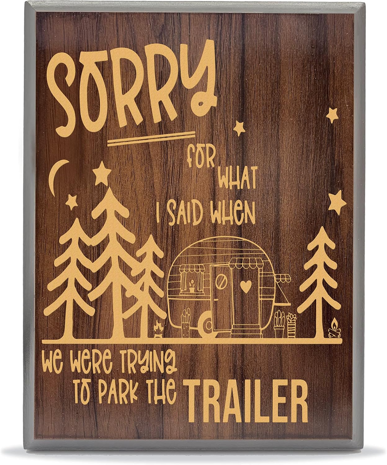 Amazon.com : Campers Gifts Engraved Gold Wood Plaque,Funny Camping Desk ...
