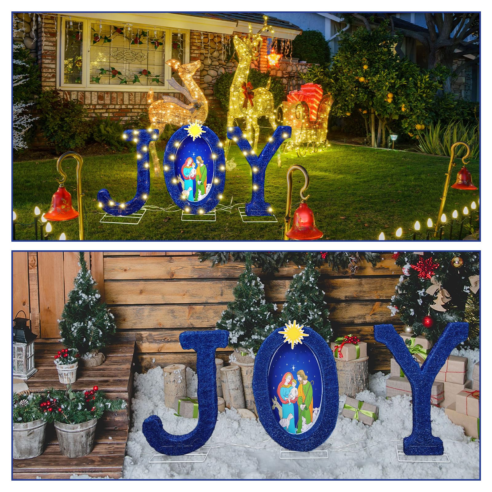 Lighted Nativity Yard Signs Pre Lit Merry Christmas Rope Light