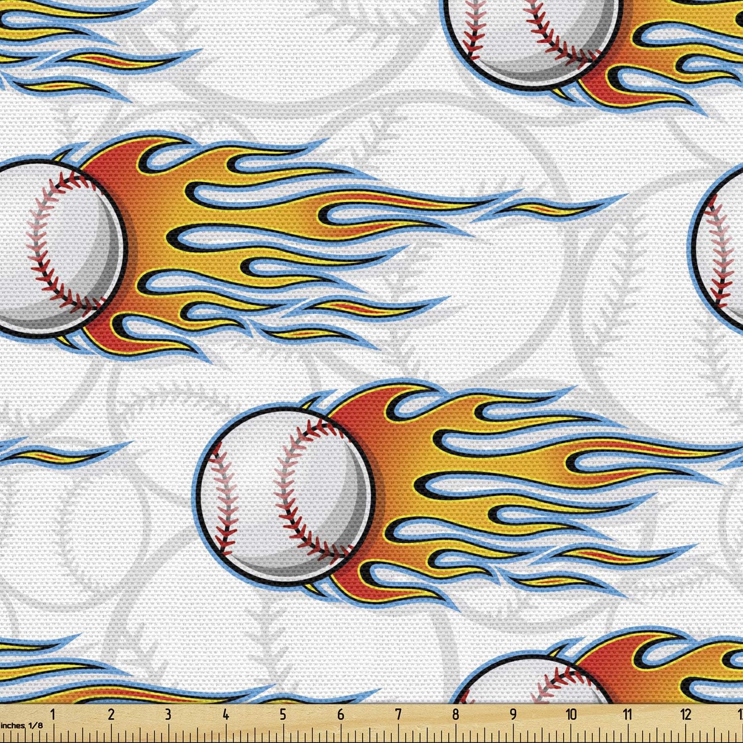 Amazon.com: Lunarable Baseball Fabric by The Yard, Continuous Flying ...