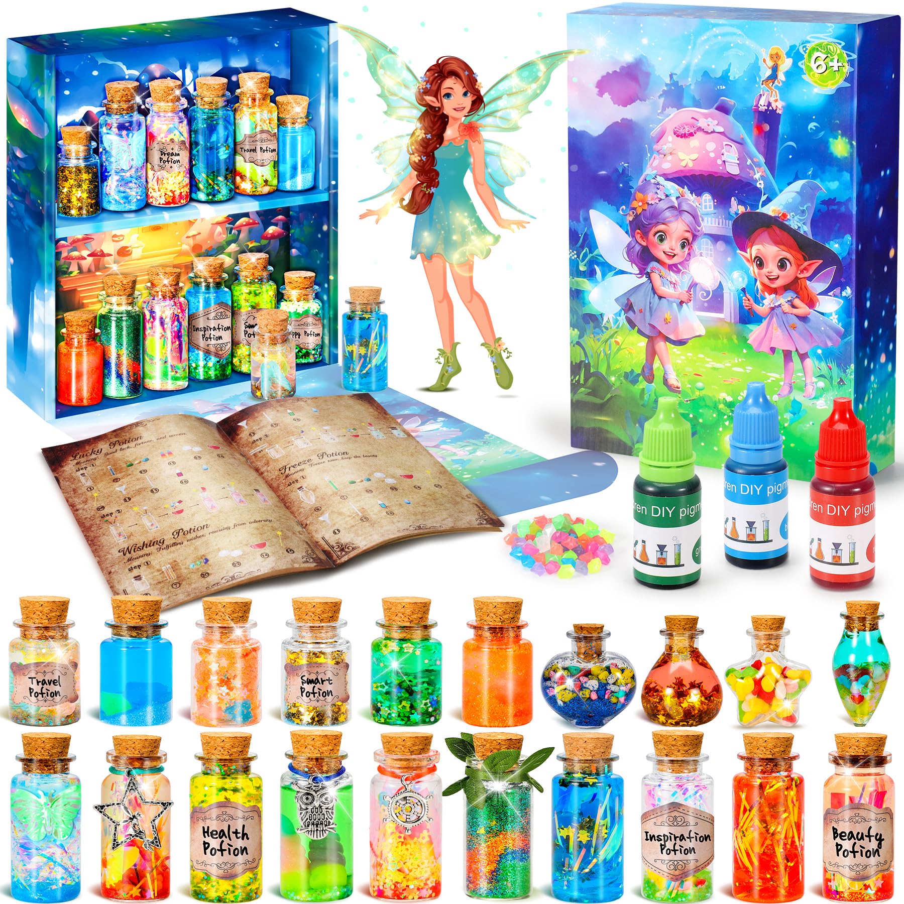 Lovchil Potions Craft Kits for Kids, 20 Mix Wizard Potion Bottles ...