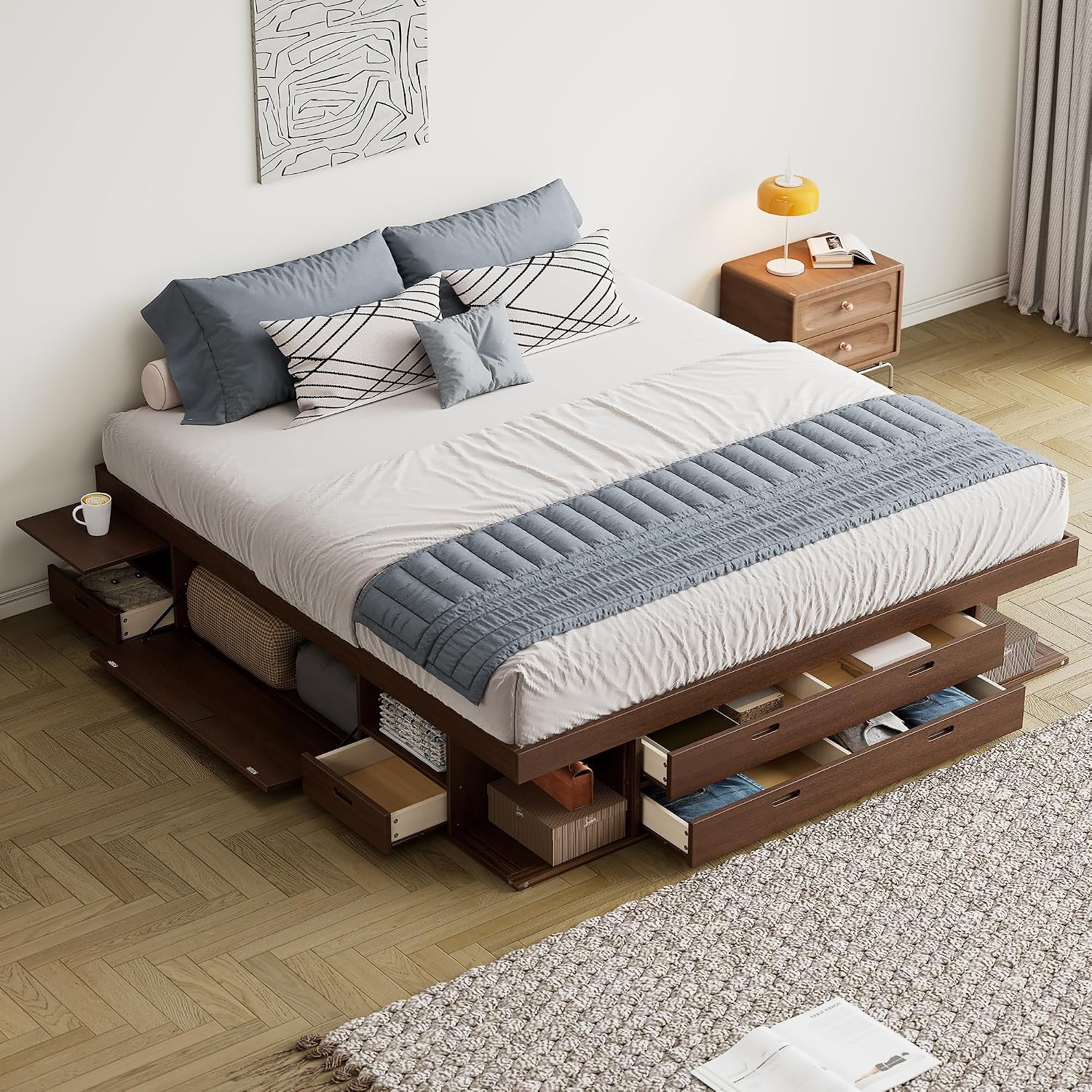 Amazon.com: Merax Wood Captain's Platform Storage Bed with Multiple ...