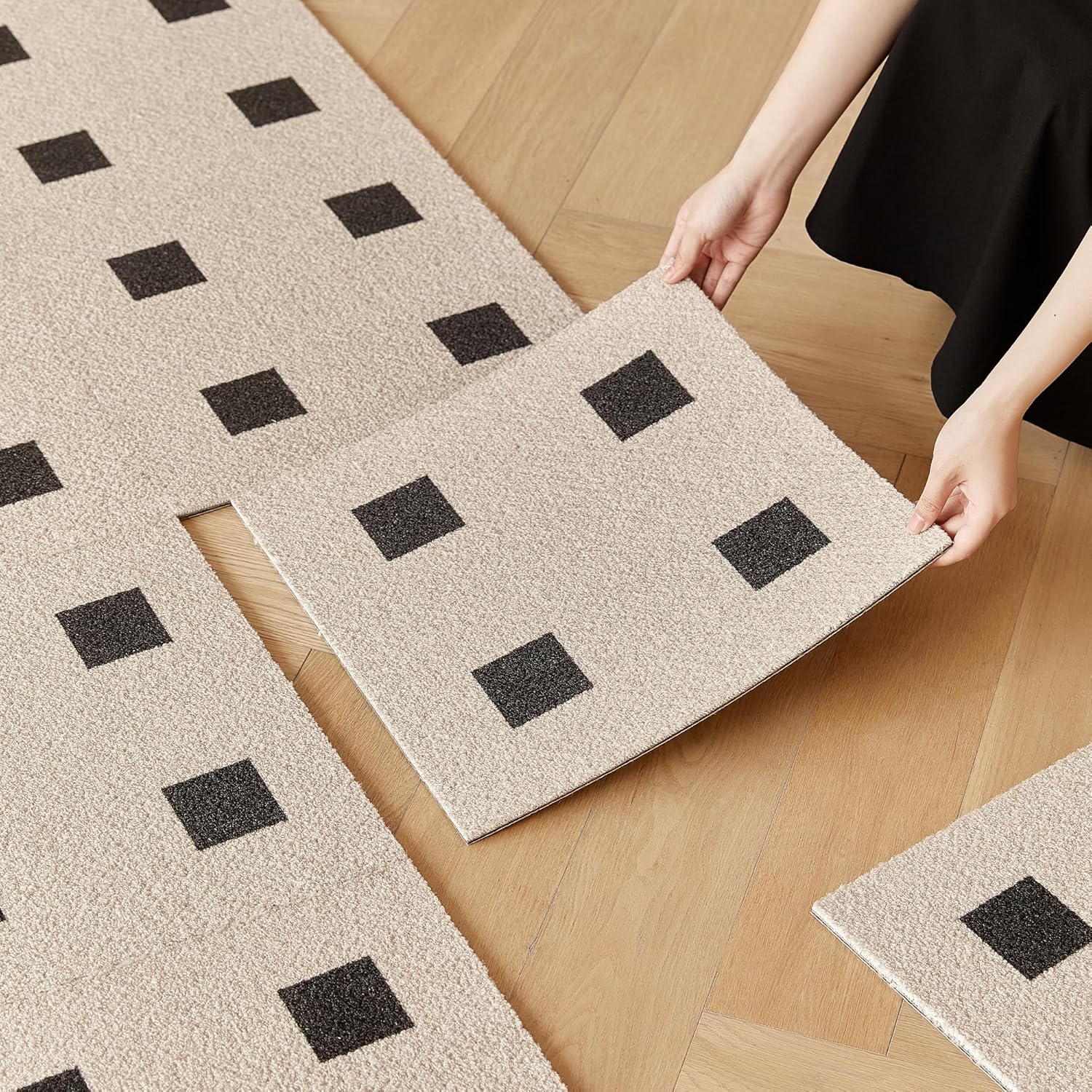 Candockway Carpet Tiles Peel and Stick, Squares Anti-Slip Carpet Floor ...